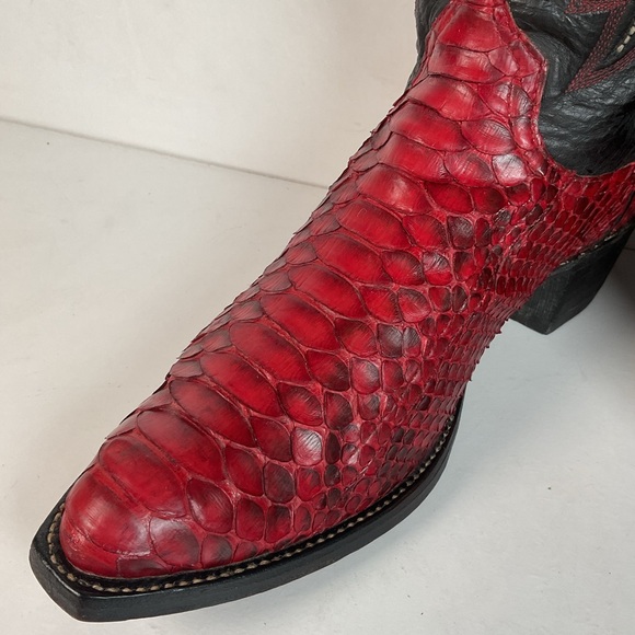 Larry Mahan | Shoes | Vintage Larry Mahan Cherry Red Python Snakeskin ...